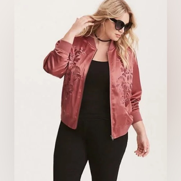 torrid | Jackets & Coats | Sale Torrid Satin Embroidered Bomber Jacket ...
